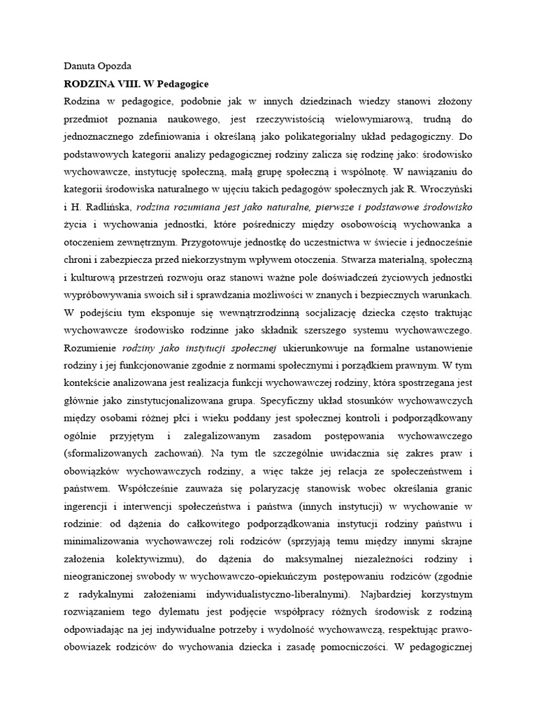 Rodzina w pedagogice | PDF Rodzina w pedagogice | PDF