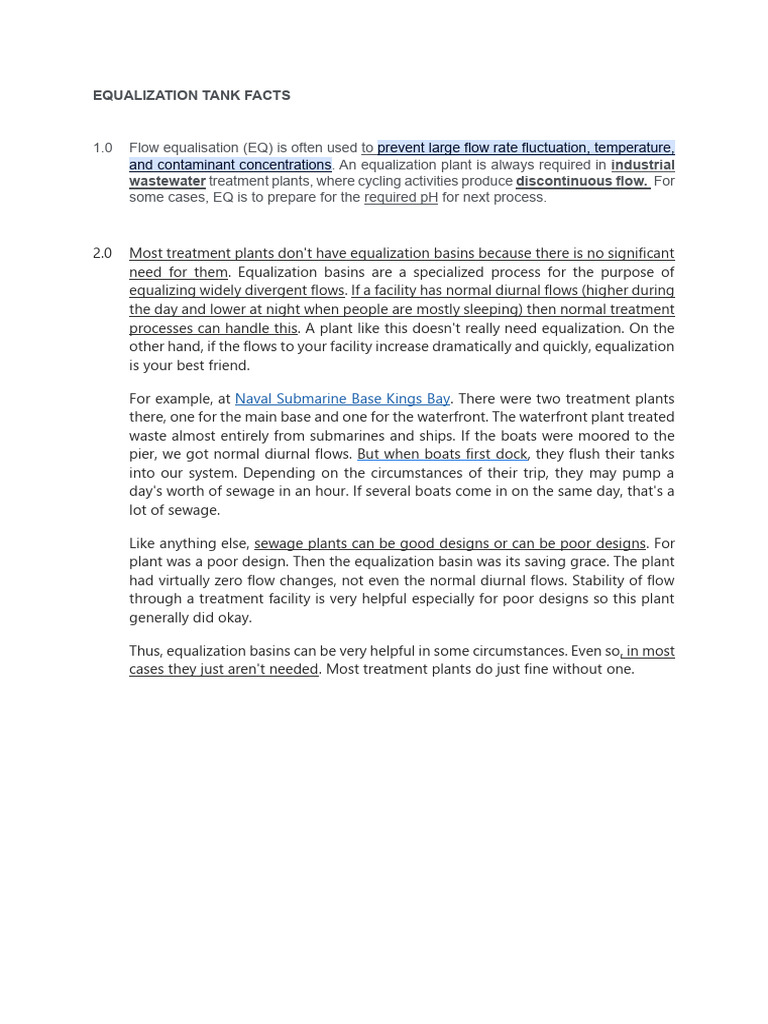 Flow Equalisation Is Often Used To | PDF
