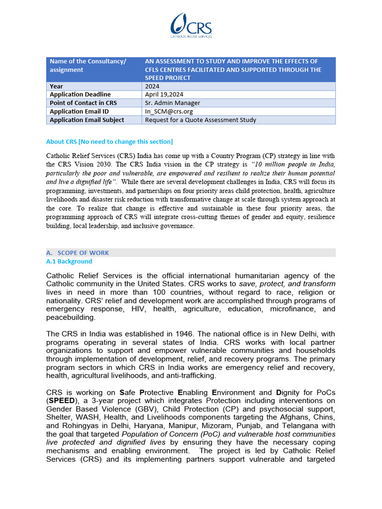 CRS India - SOW - Technical - CFLS Assessment - Final1.0 | PDF ...