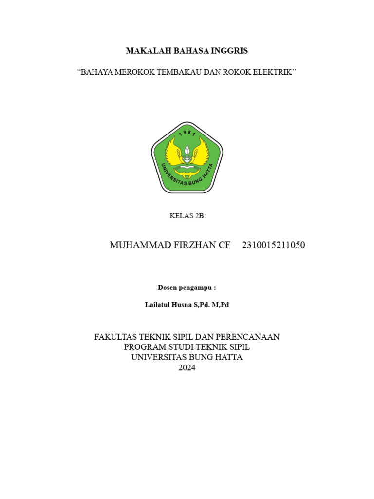 Makalah BHS Inggris Rokok | PDF | Electronic Cigarette | Cigarette