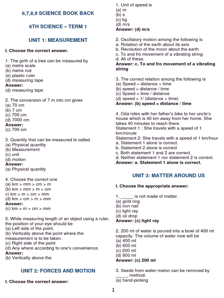 6 To 9 Science Book Back | PDF | Atoms | Proton