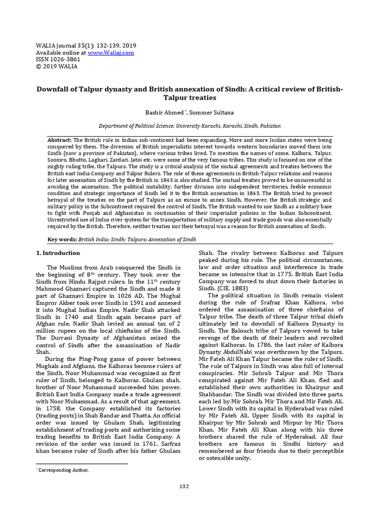 Talpur Dynasty's Downfall and Annexation | PDF | Sindh