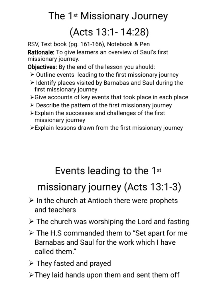 The First Missionary Journey | PDF | Paul The Apostle | Acts Of The ...