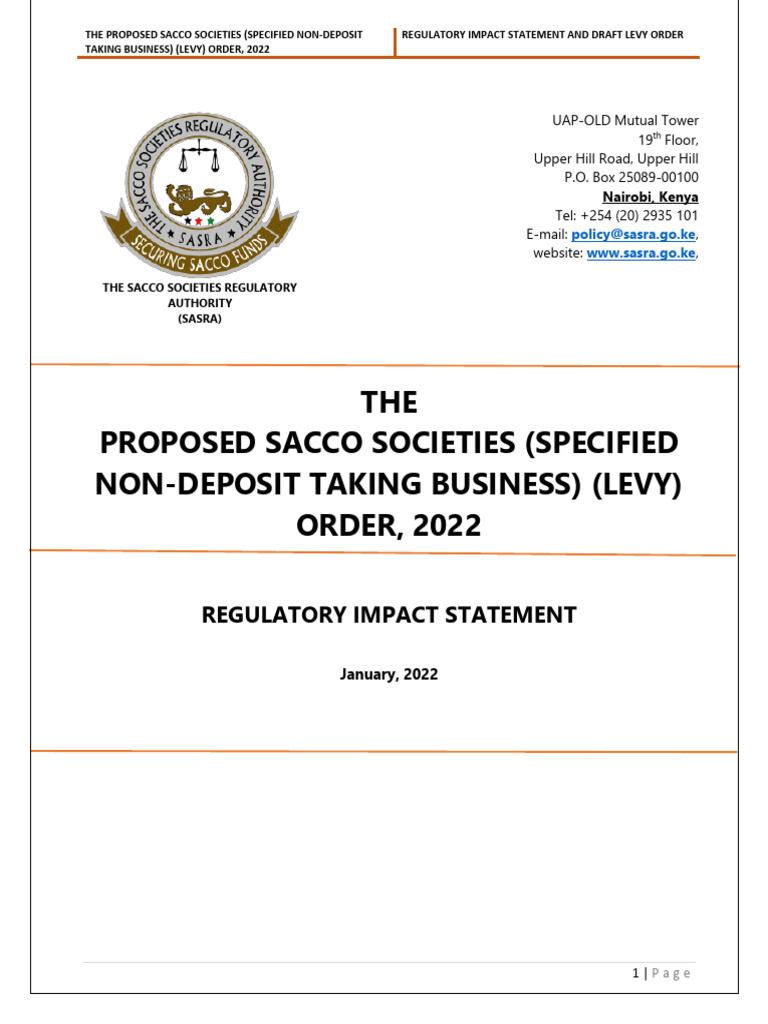 Regulatory Impact Statement and Draft Levy Order - Final | PDF | Taxes ...