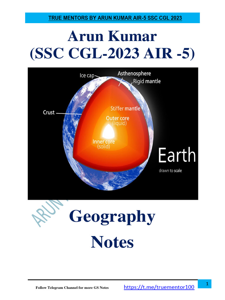 Complete Internal Structure of Earth Notes by Arun Kumar AIR 5 | PDF ...