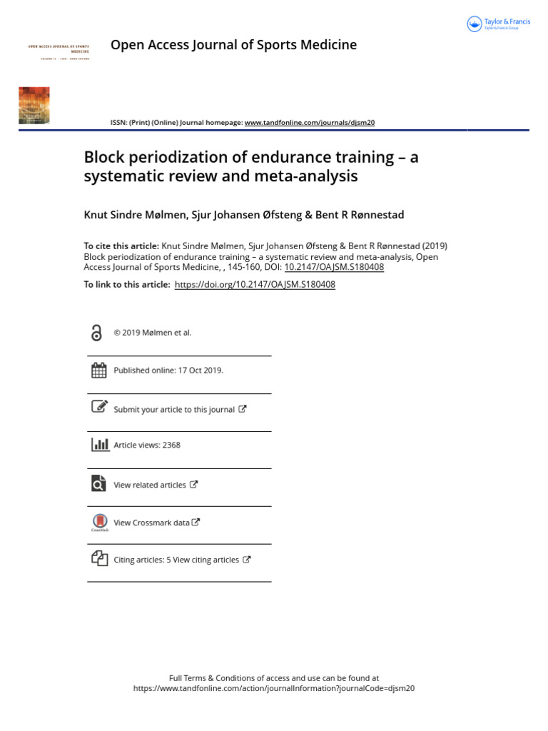 Block Periodization of Endurance Training A Systematic Review and Meta ...