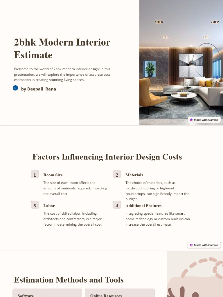2BHK Interior Design Cost Estimation | PDF | Interior Design | Lighting