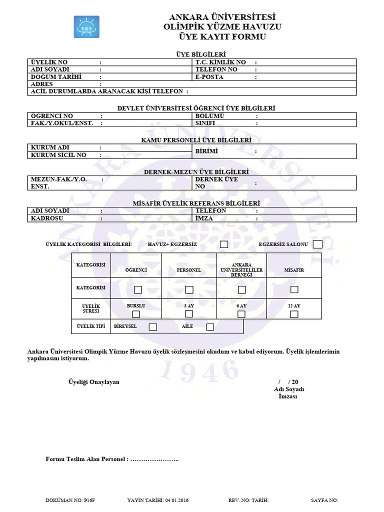 27.09.23 Uye Kayit Formu | PDF