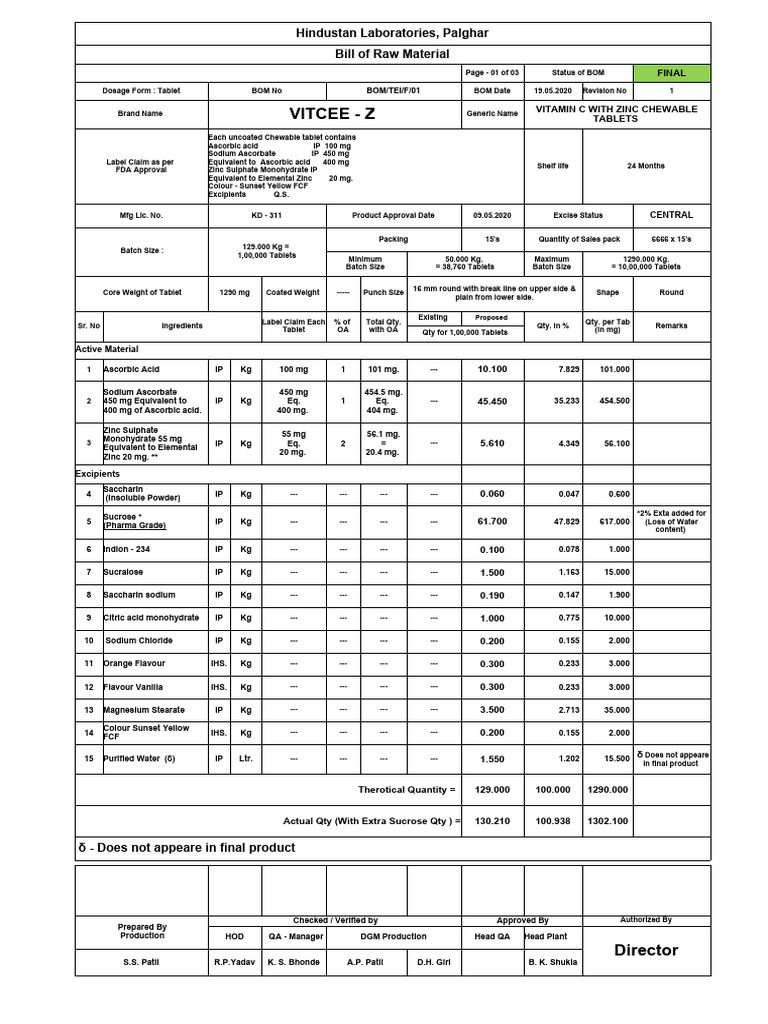 Vit C Chewable Tablets - (VITCEE - Z (TE I ) | PDF | Tablet (Pharmacy ...