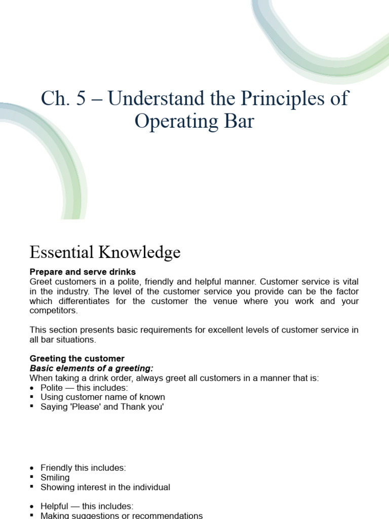 Ch. 5 - Bar Management, Mixology, and Barista Skill Set | Download Free ...
