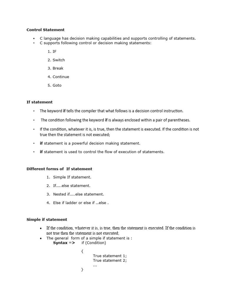 Control Statement | Download Free PDF | Control Flow | Software Development Control Statement | Download Free PDF | Control Flow | Software Development