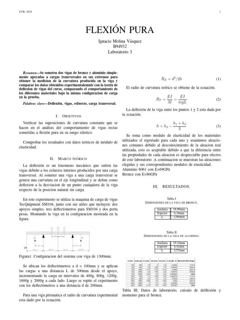 Ignacio - Molina - FLEXION PURA | PDF | Viga (Estructura) | Doblar