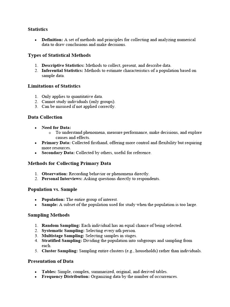 Statistics Notes | PDF