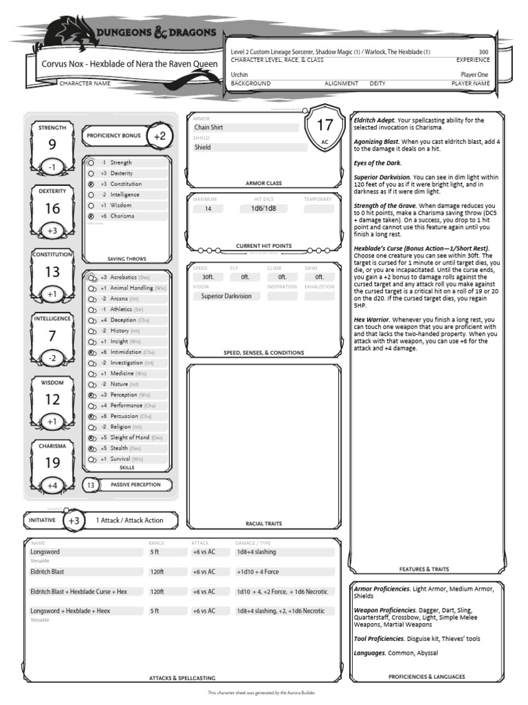 Corvus Nox - Hexblade of Nera The Raven Queen 2 | PDF