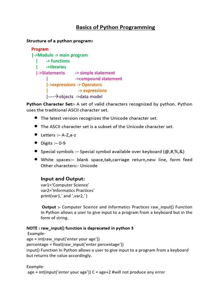 Basics of Python Programming | PDF Basics of Python Programming | PDF