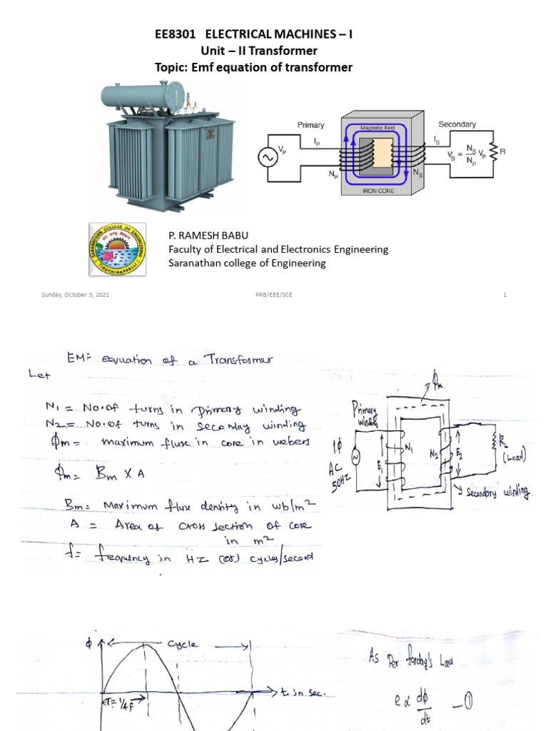 2EE 8301 Elec - mach.PPT 2 Unit 2 Transformer | PDF | Science & Mathematics