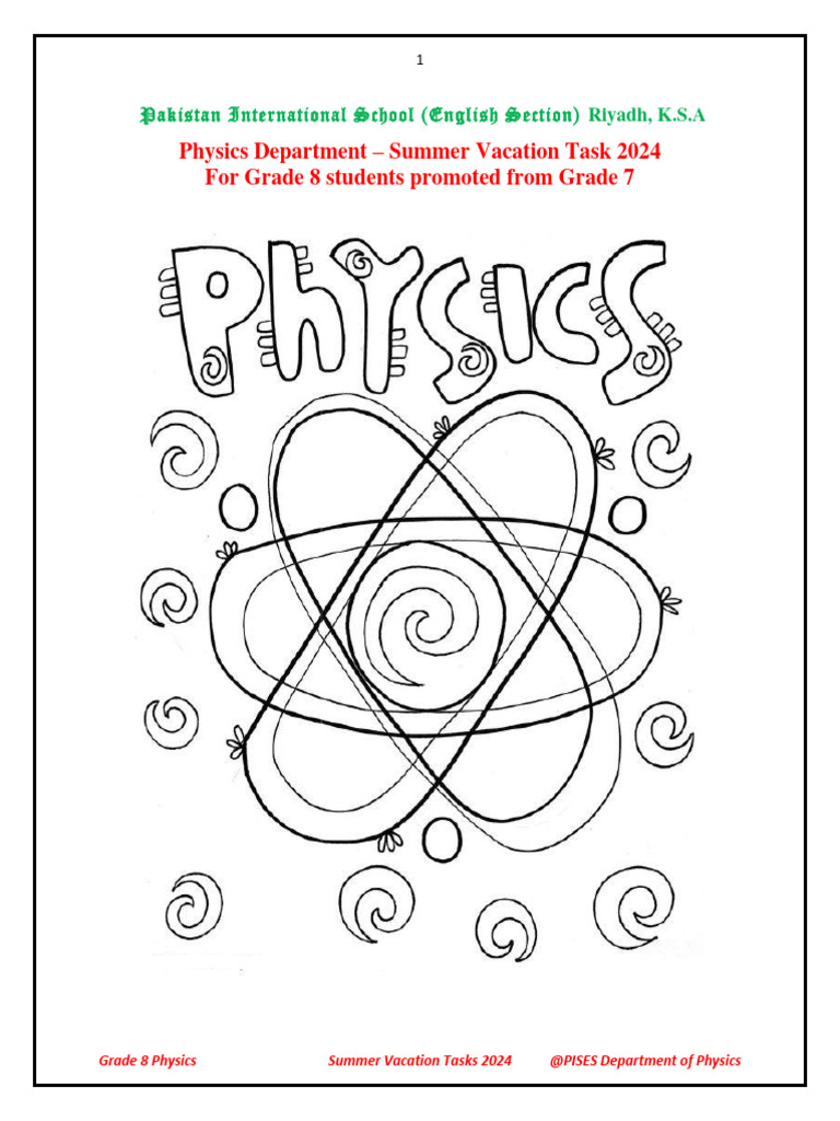 Summer Task Physics Grade 8 | PDF | Flashlight | Shadow