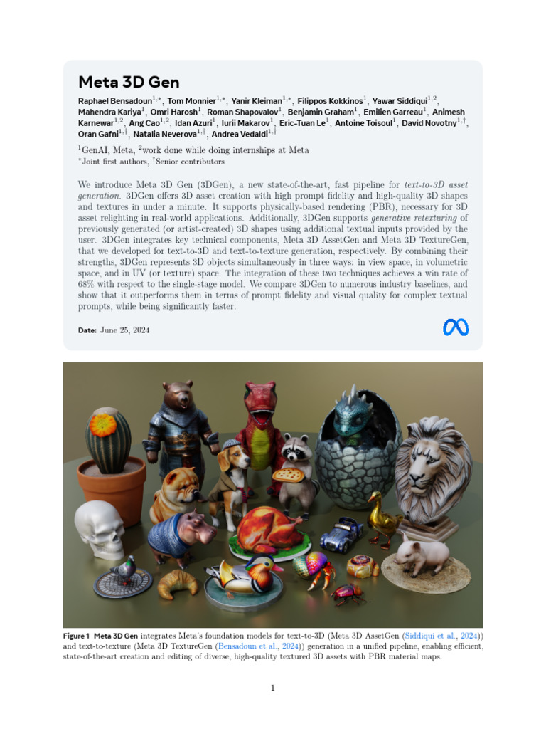 Meta 3d Gen Tool Paper | PDF | 3 D Computer Graphics | Texture Mapping