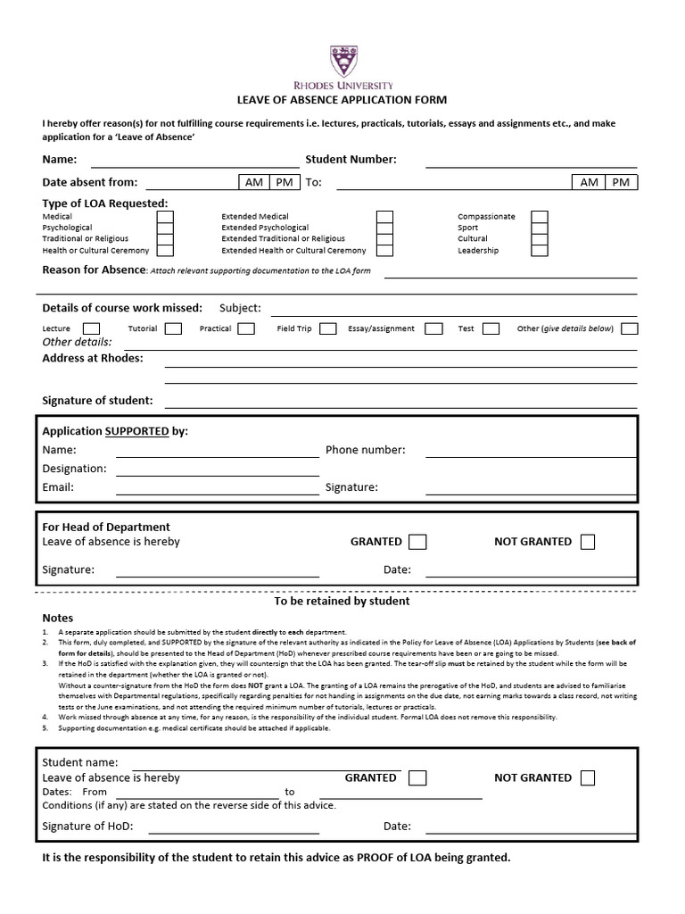 LOA FORM | PDF | Psychologist | Physician