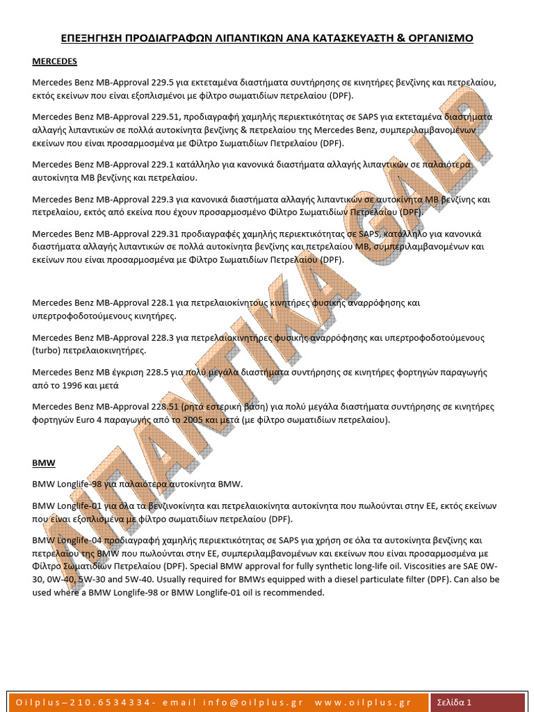 Lubricant Specifications | PDF