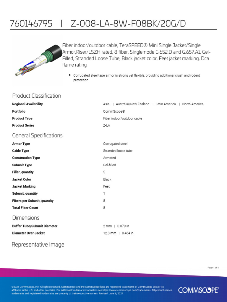 14 Fiber Optic Cable Z-008-LA-8W-F08BK-20 - Data Sheet | PDF | Optical ...