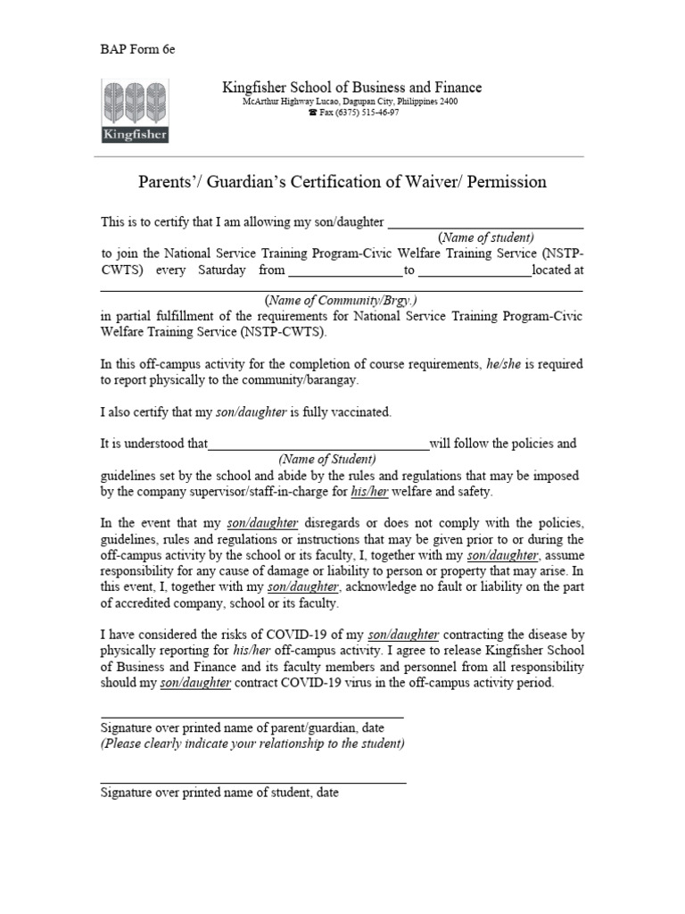 NSTP II Waiver | PDF