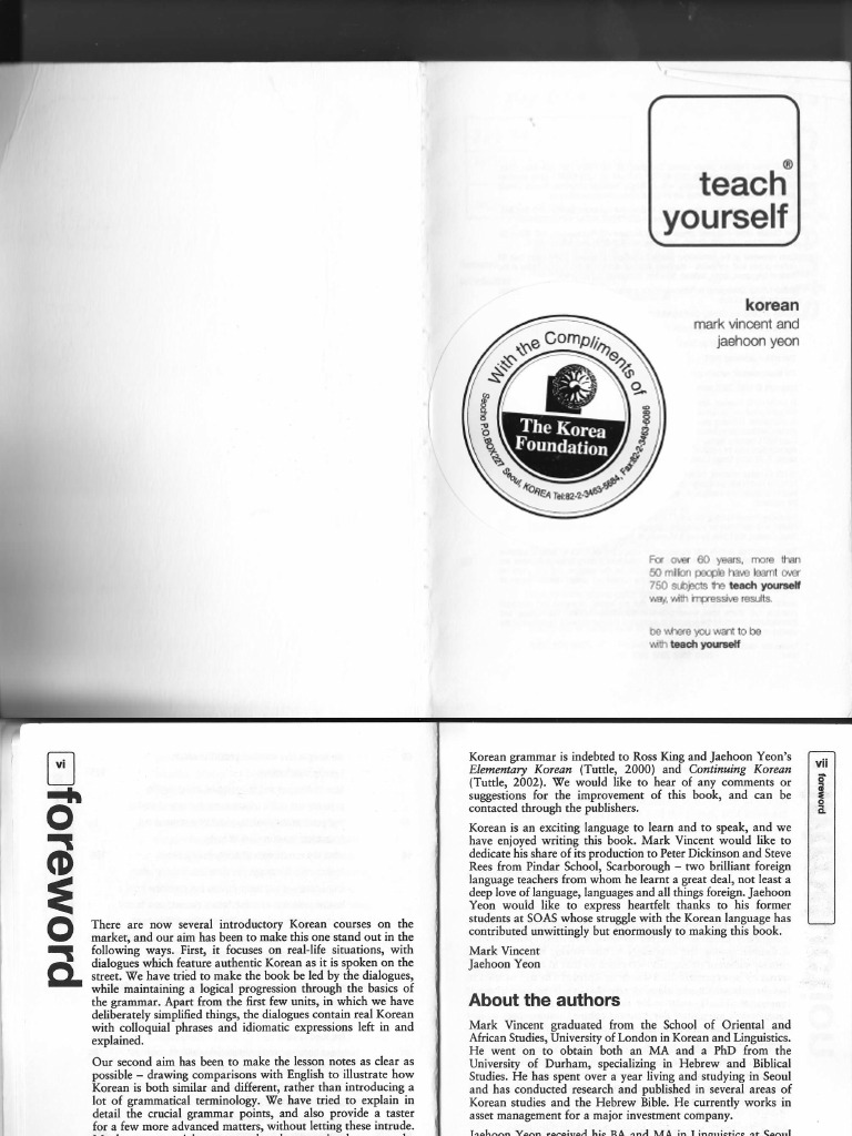 Teach Yourself Korean: A Practical Guide | PDF | Korean Language | Alphabet