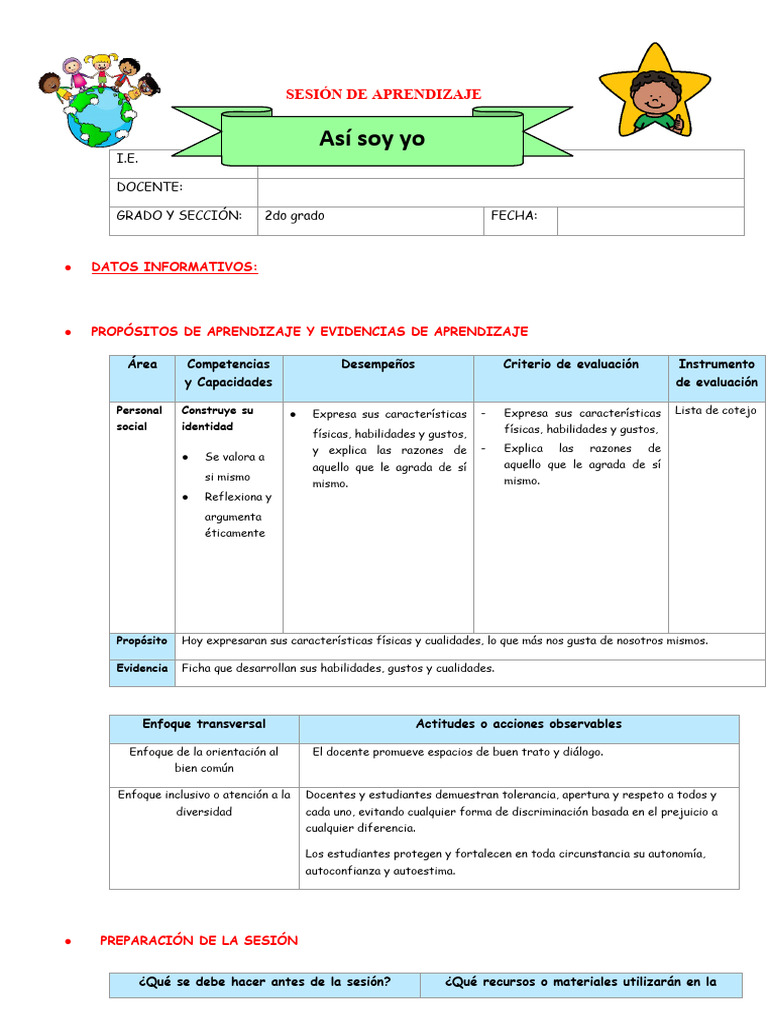 2° U1 S3 Sesion D1 PS Asi Soy Yo | PDF | Evaluación | Aprendizaje