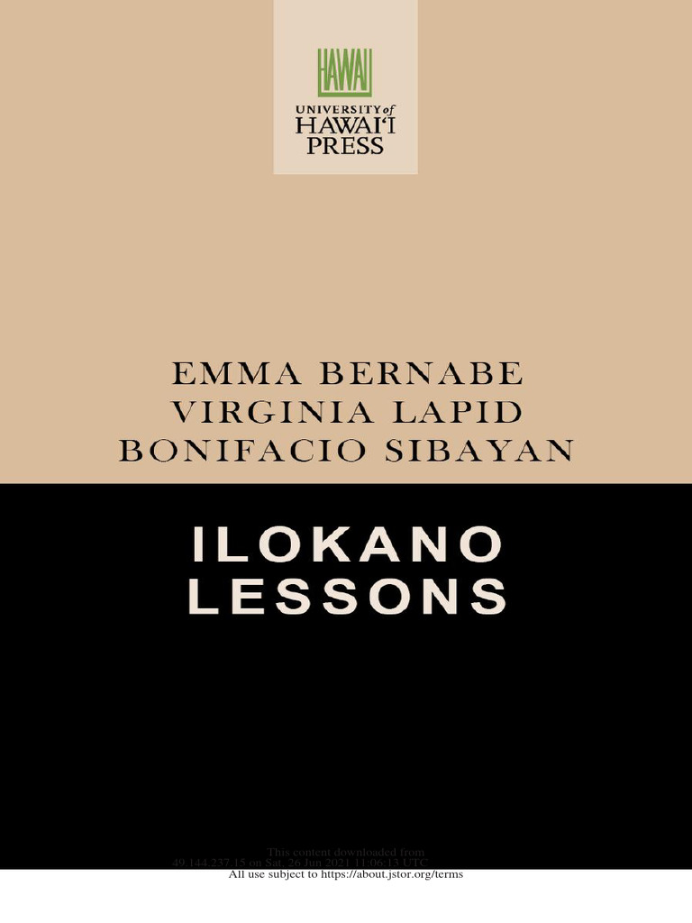Ilokano Lessons - Emma Bernabe | PDF | Adjective | Verb