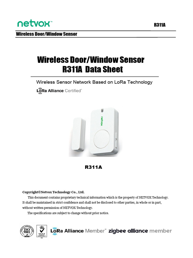 R311A_DataSheet | PDF | Wireless | Wireless Sensor Network