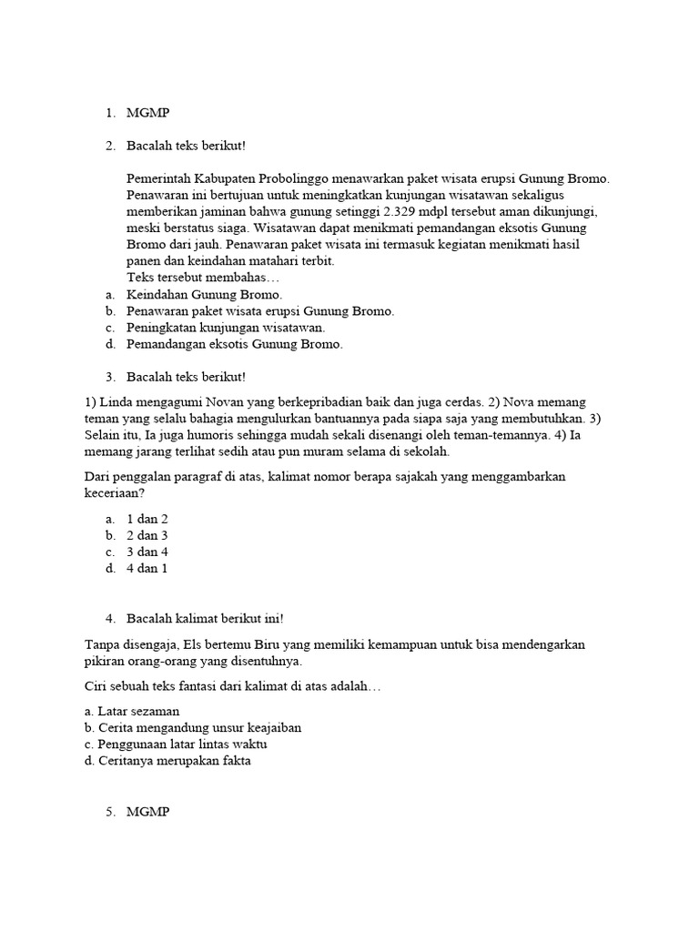 Soal Lus Bindo | PDF | Perjalanan | Kajian Bahasa Asing