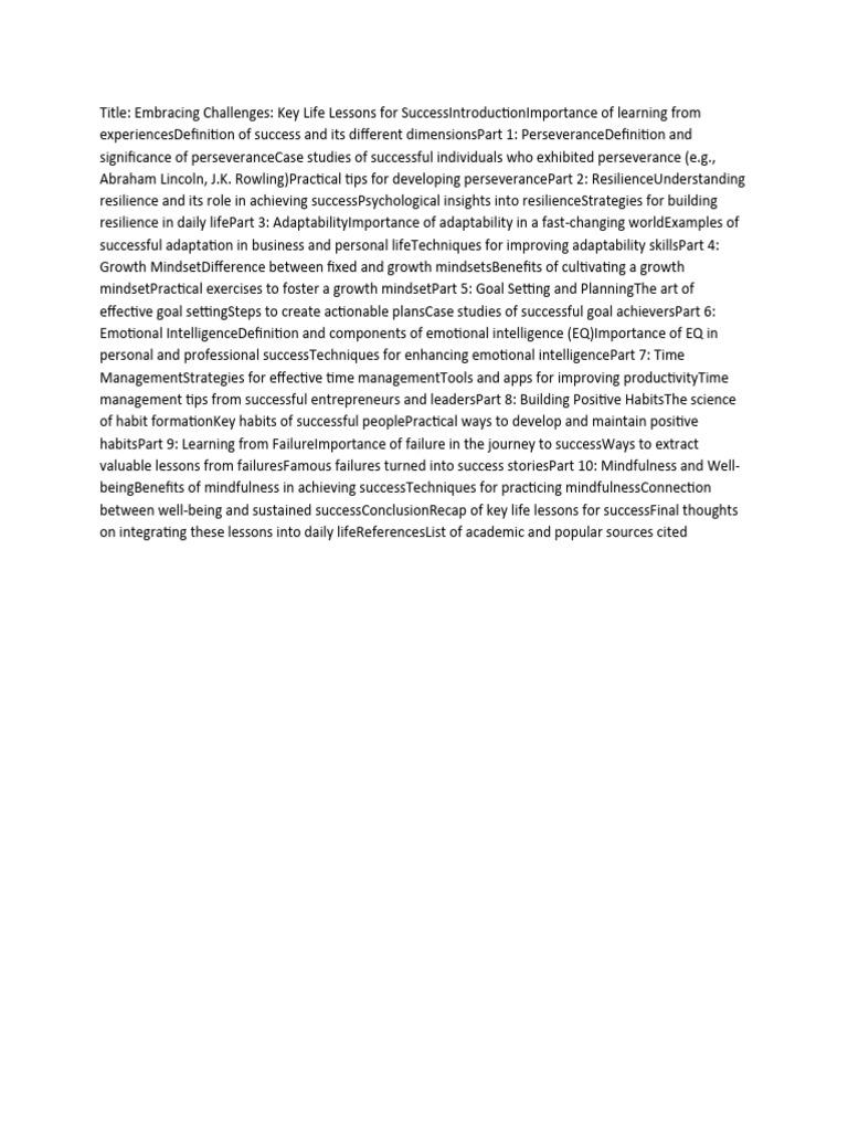 Key Life Lessons For Success | PDF