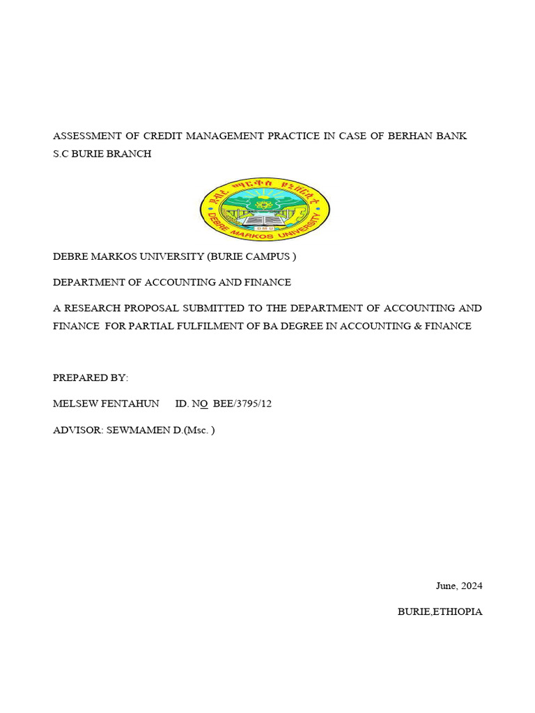 Melesew Final Research01 Commented - 040247 | PDF | Credit | Finance ...