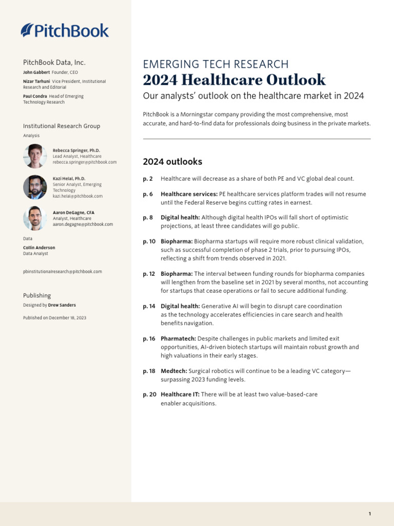 2024 Healthcare Outlook | PDF | Venture Capital | Corporate Finance