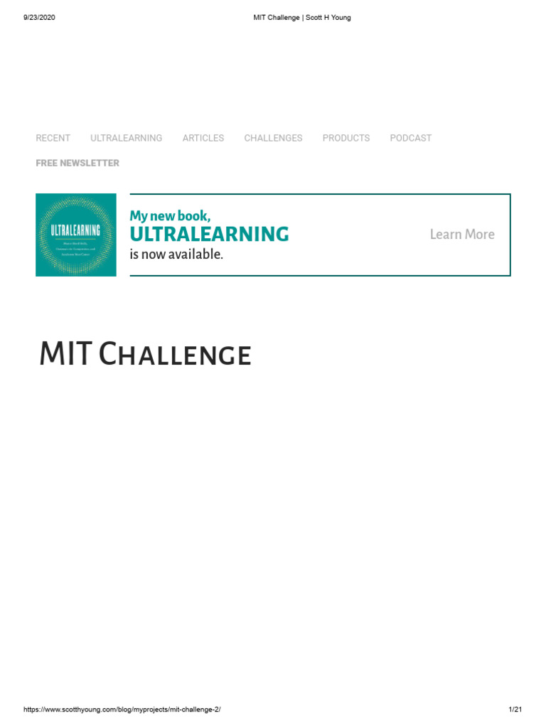 MIT Challenge: Self-Learning CS Curriculum | PDF | Mathematical ...