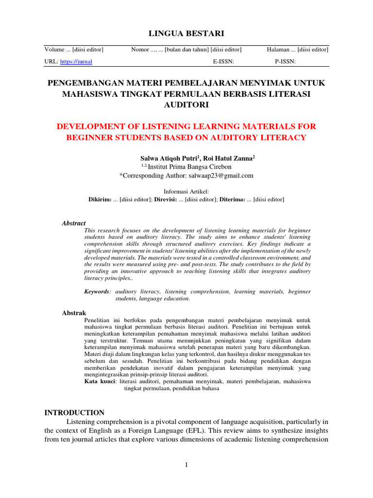 Jurnal Listening - Salwa & Roi - Sasing 6A | PDF | Reading Comprehension | English As A Second ...