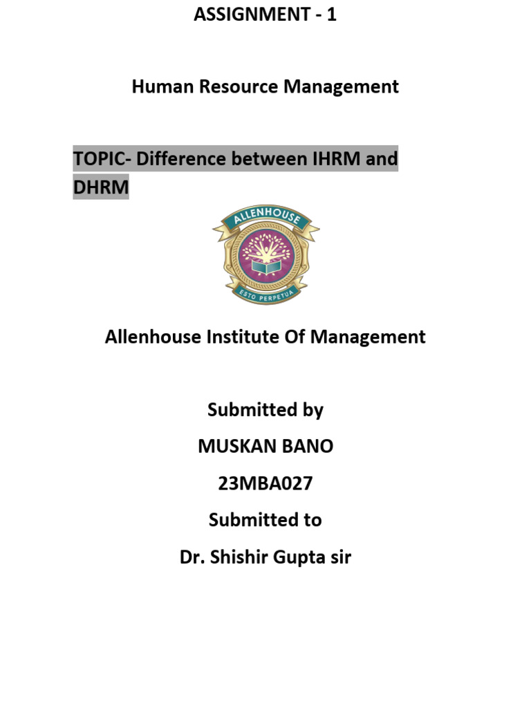 Difference Between IHRM and DHRM | PDF | Human Resource Management | Human Resources