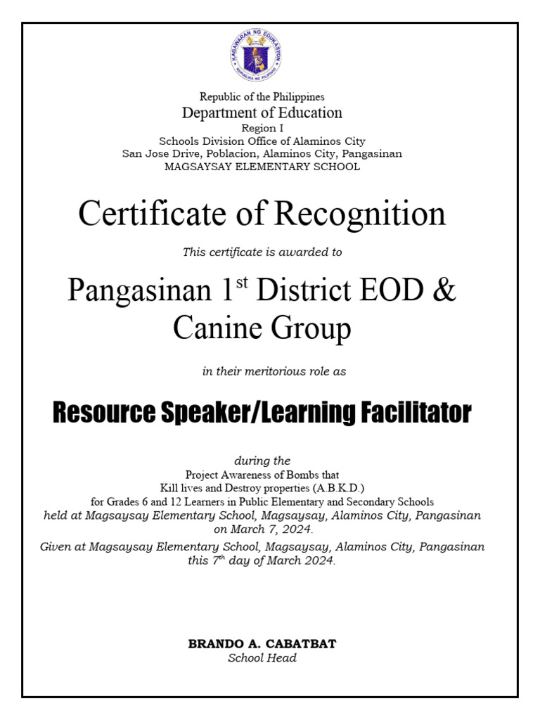 Certificate Speaker | PDF