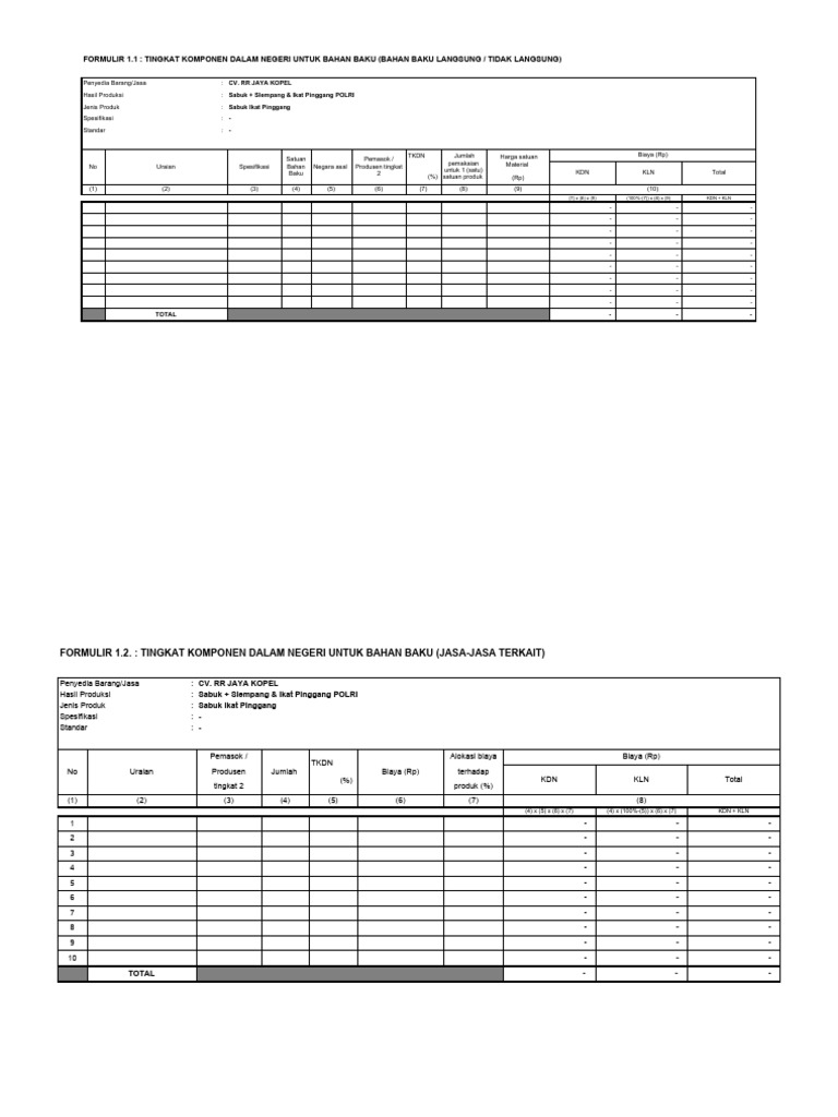 Self Assesment TKDN Barang | PDF