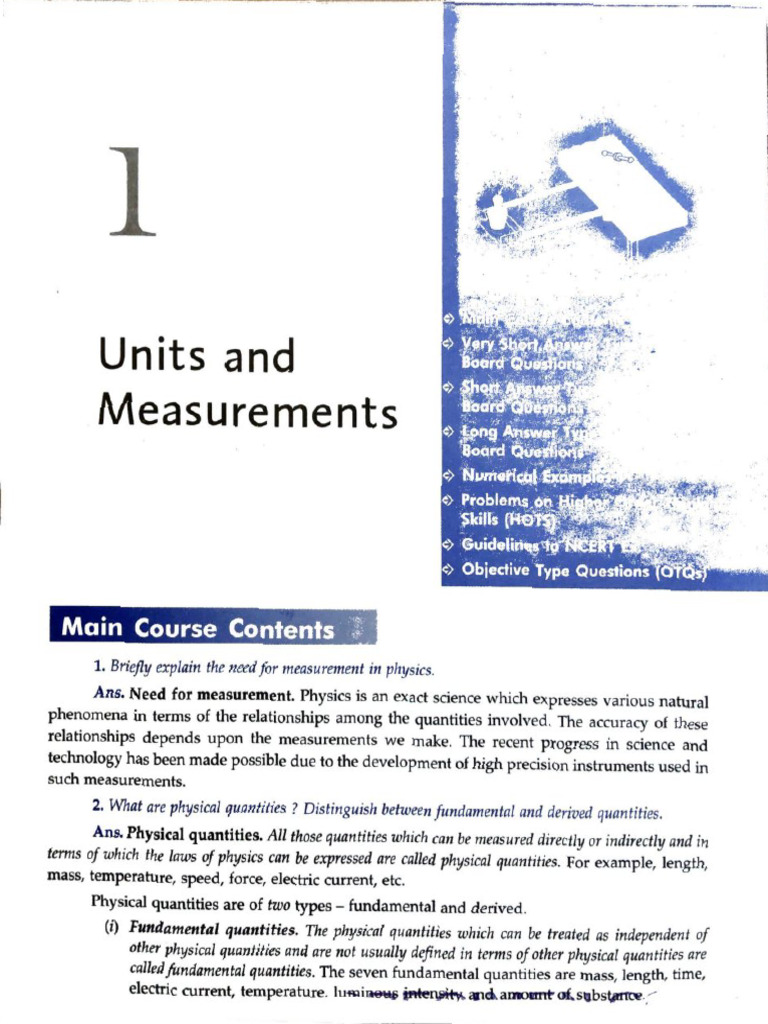 Chapter 1 Units and Measurements - Unlocked | PDF