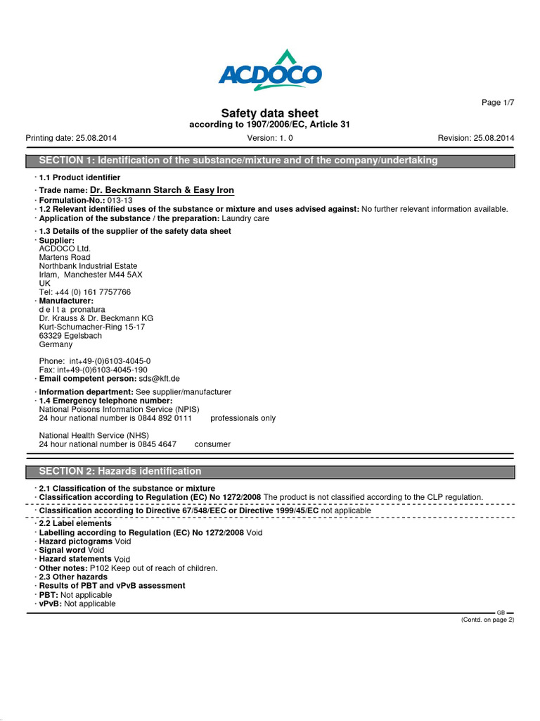 Safety Data Sheet | PDF | Dangerous Goods | Toxicity