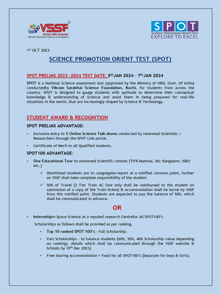 SPOT 2023 - 24 Test Guideline Procedure 231114 170057 | PDF | Fee ...