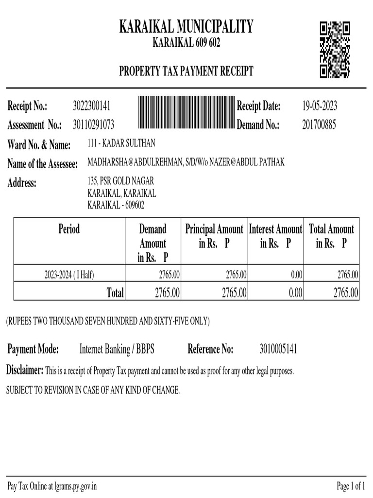 Property Tax Receipt for 2023-2024 | PDF