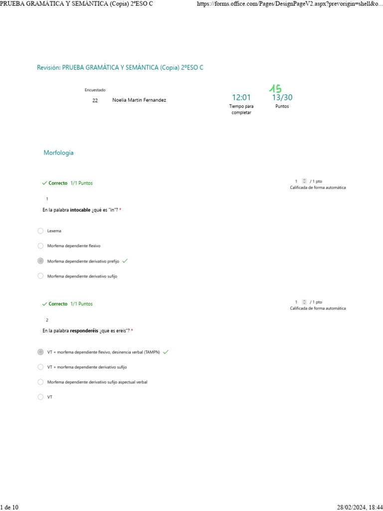 Prueba de Gramática y Semántica 2ºESO | PDF | Asunto (gramática ...