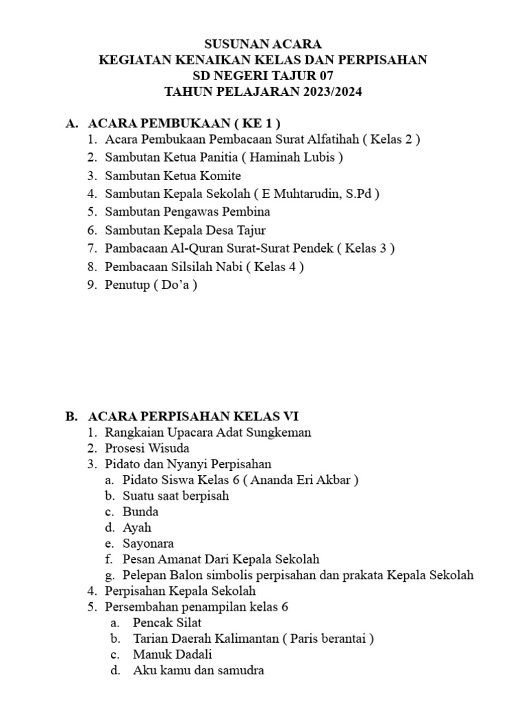 Susunan Acara MC | PDF