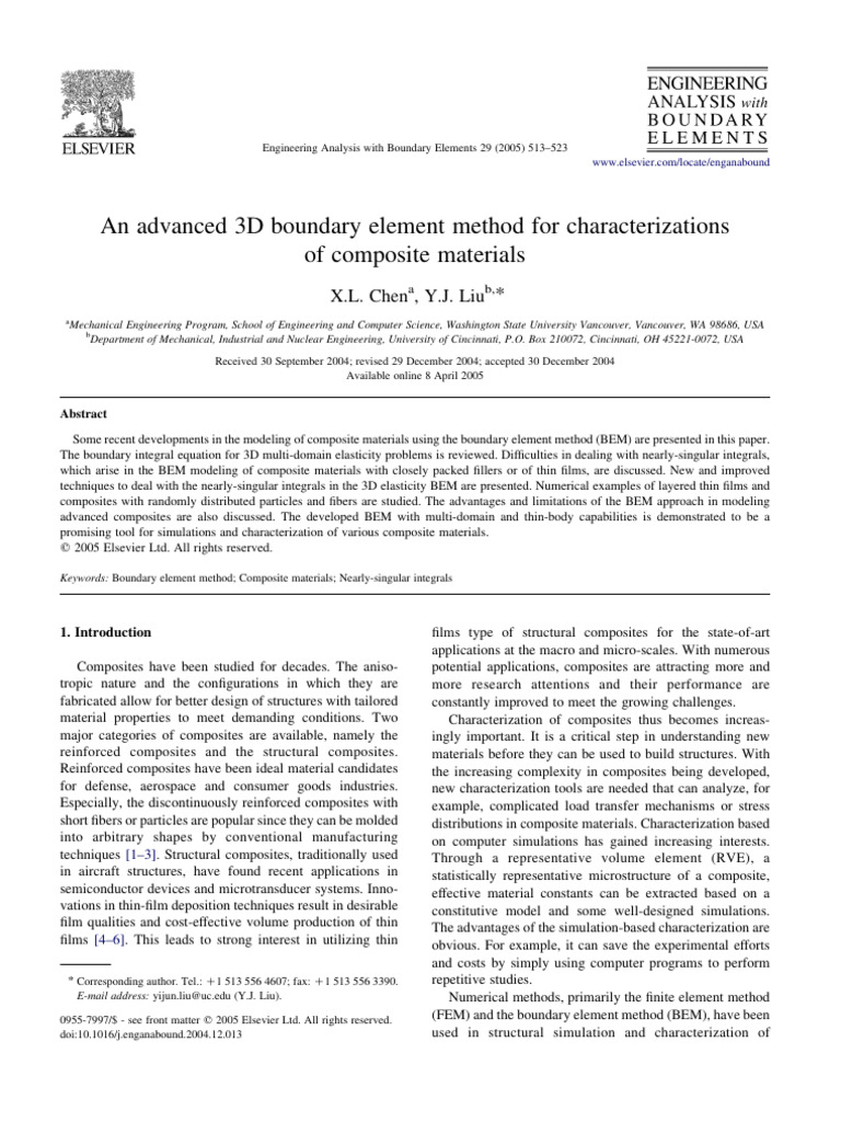 An Advanced 3D Boundary Element Method For Characterizations | PDF | Composite Material | Finite ...