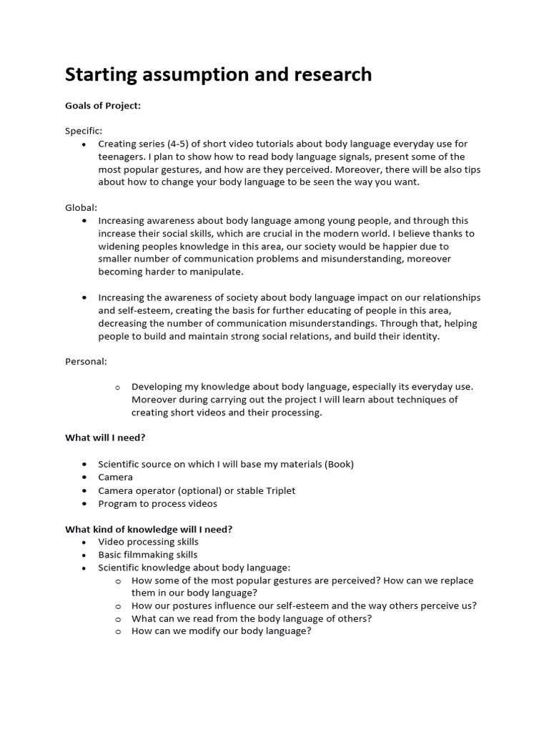 Personal Project Report - 2 | PDF | Body Language | Knowledge