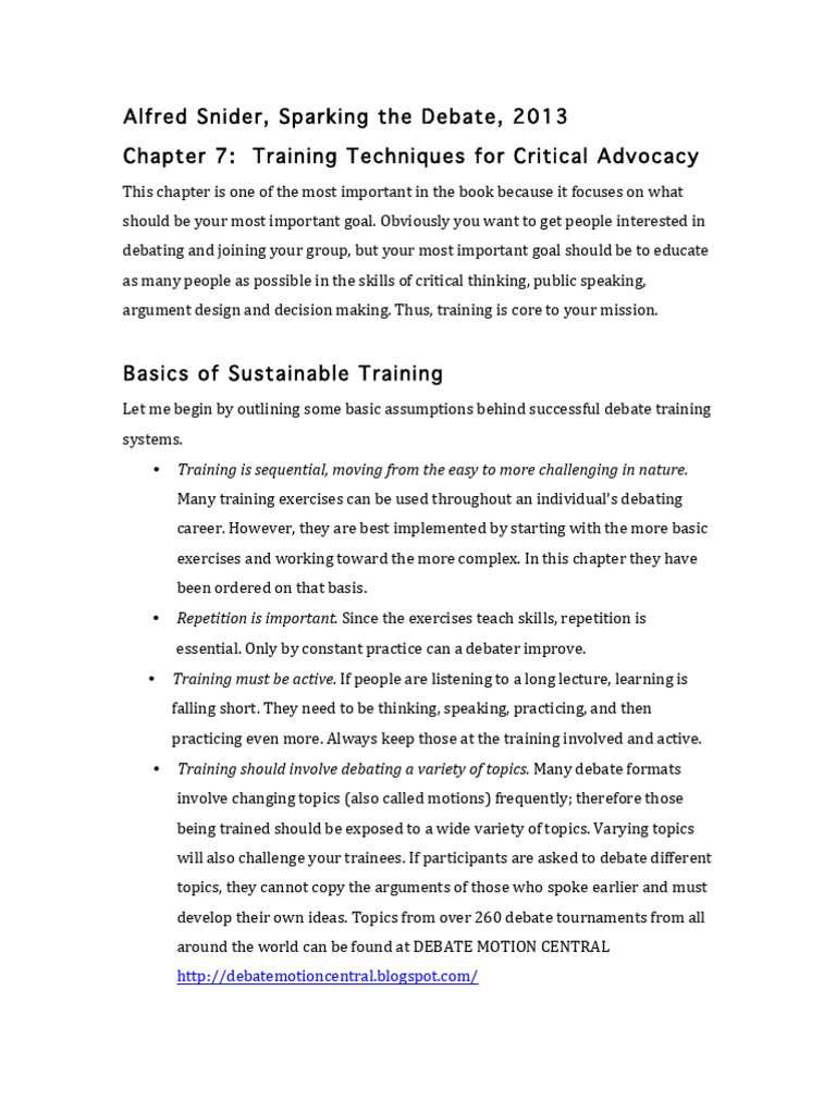 Training Techniques-Alfred Snider | PDF | Argument | Brainstorming