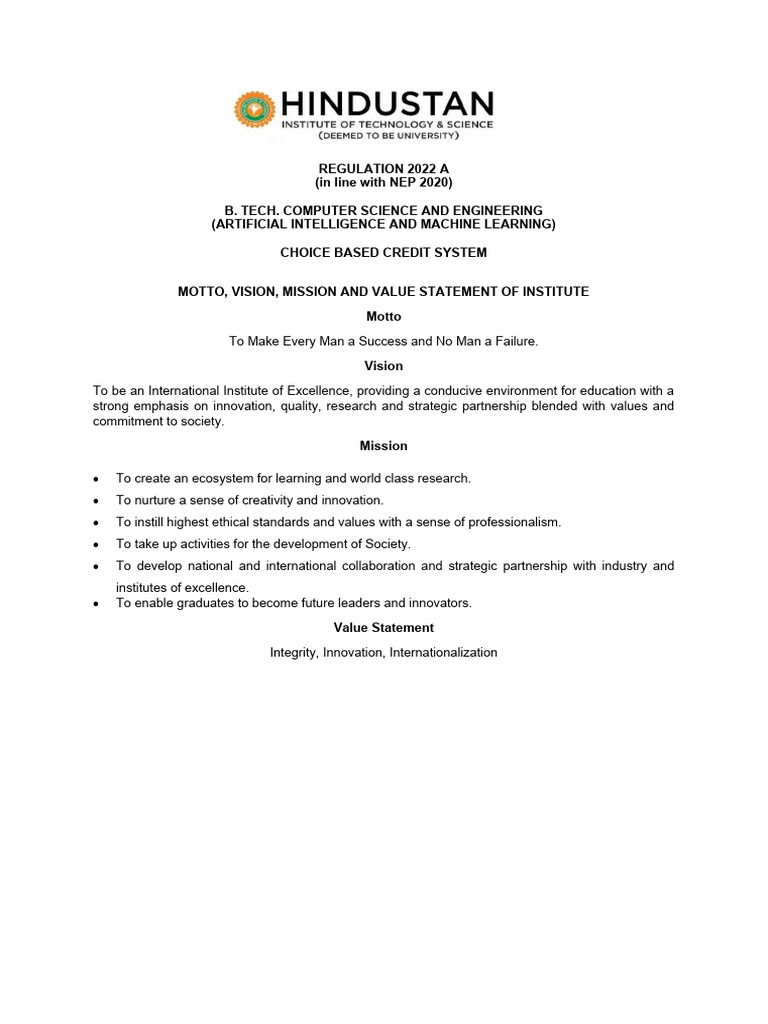 B. Tech Cse (Aiml) Syllabus 2022 Full | PDF | Engineering | Science