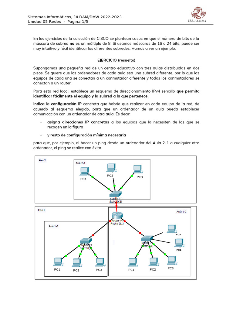 UD 05 - Act03 - Direcciones IP Simples | PDF | Dirección IP | Protocolos de internet